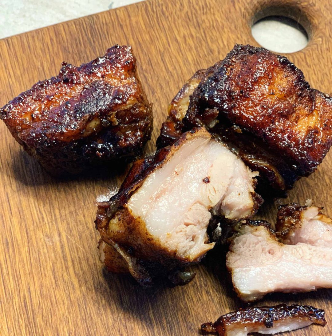 Kiaulienos šoninės spirgai - Rillons | Bulvių košė